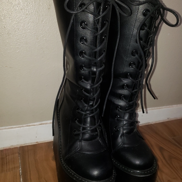 Dolls Kill | Shoes | Dolls Kill Black Laceup Platforms | Poshmark